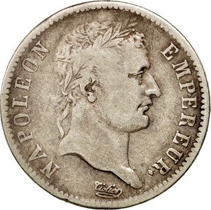 French Silver Franc "Napoleon I" 1808 KM# 682.5 | coinscatalog.NET
