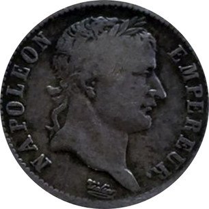 French Silver Franc "Napoleon I" 1808 KM# 682.6 | coinscatalog.NET