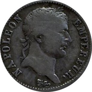 French Silver Franc "Napoleon I" 1808 KM# 682.7 | coinscatalog.NET