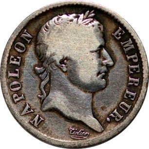 French Silver Franc "Napoleon I" 1808 KM# 682.9 | coinscatalog.NET