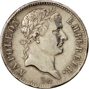 French Silver Franc "Napoleon I" 1808 KM# 682.12 | coinscatalog.NET