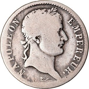 French Silver Franc "Napoleon I" 1808 KM# 682.13 | coinscatalog.NET