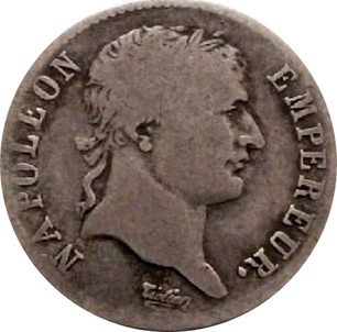 French Silver Franc "Napoleon I" 1808 KM# 682.14 | coinscatalog.NET
