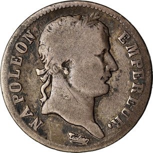 French Silver Franc "Napoleon I" 1812-1813 KM# 692.13 | coinscatalog.NET