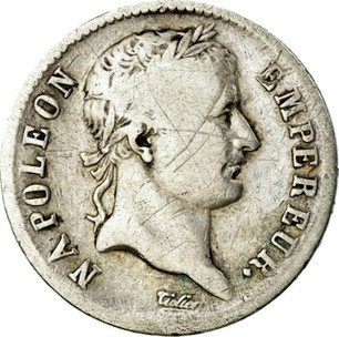 French Silver Franc "Napoleon I" 1809-1814 KM# 692.10 | coinscatalog.NET