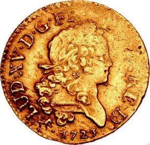 French Gold Louis D'or "Louis XV" 1723 KM# 469 | coinscatalog.NET
