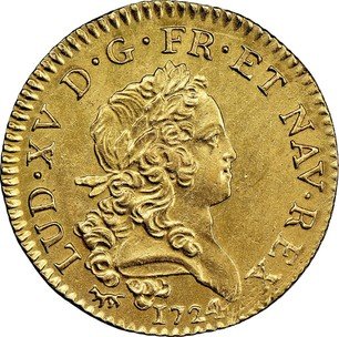 French Gold Louis D'or "Louis XV" 1723-1725 KM# 470.1 | coinscatalog.NET