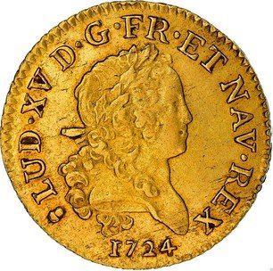 French Gold Louis D'or "Louis XV" 1724-1725 KM# 470.18 | coinscatalog.NET