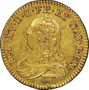 French Gold Louis D'or "Louis XV" 1726-1740 KM# 489.1 | coinscatalog.NET