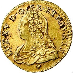French Gold Louis D'or "Louis XV" 1726-1740 KM# 489.4 | coinscatalog.NET
