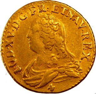 French Gold Louis D'or "Louis XV" 1726-1740 KM# 489.11 | coinscatalog.NET