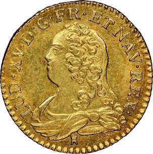 French Gold Louis D'or "Louis XV" 1726-1740 KM# 489.13 | coinscatalog.NET