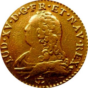 French Gold Louis D'or "Louis XV" 1726-1739 KM# 489.27 | coinscatalog.NET
