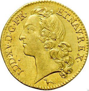 French Gold Louis D'or "Louis XV" 1740-1770 KM# 513.1 | coinscatalog.NET