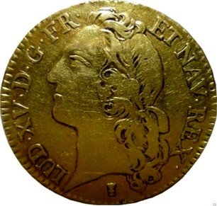 French Gold Louis D'or "Louis XV" 1740-1744 KM# 513.26 | coinscatalog.NET