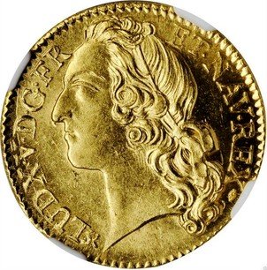 French Gold Louis D'or "Louis XV" 1740-1761 KM# 513.3 | coinscatalog.NET