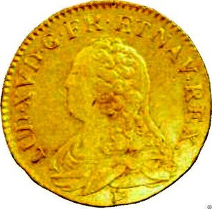 French Gold Louis D'or "Louis XV" 1726-1739 KM# 489.10 | coinscatalog.NET