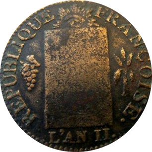 French Bronze Sol "First Republic. Metz" 1793-1794 KM# 620.1 ...