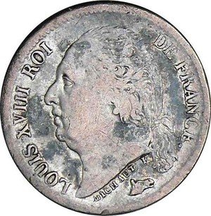 French 1/15 Oz Silver 1/2 Franc "Louis XVIII" 1816-1819 KM# 708.10 | coinscatalog.NET