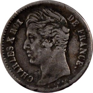 French Silver 1/4 Franc "Charles X" 1827-1829 KM# 722.6 | coinscatalog.NET