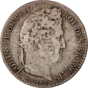 French Silver 1/4 Franc "Louis Philippe I" 1831-1834 KM# 740.8 ...