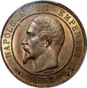 French Silver 10 Centimes "Napoleon III" 1853 KM# M24a | coinscatalog.NET