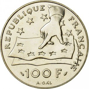 French Silver 100 Francs "Rene Descartes" 1991 KM# 996 | coinscatalog.NET