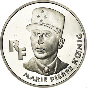 French Silver 100 Francs "General Marie Pierre Koenig" 1994 KM# 1040 ...
