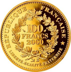 French 1/2 Oz Gold 100 Francs "Louis IX Ecu" 2000 KM# 1234 ...