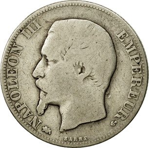 French Silver 2 Francs "Napoleon III" 1856 KM# 780.3 | coinscatalog.NET