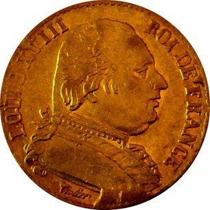 French Gold 20 Francs "Louis XVIII" 1814-1815 KM# 706.4 | coinscatalog.NET