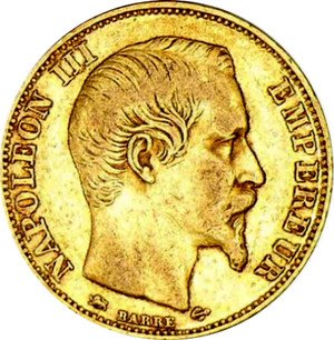20 Francos de Oro Francés "Napoleón III" 1855 KM# 781,3 | coinscatalog.NET