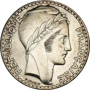 French Silver 20 Francs "Marianne" 1929-1939 KM# 879 | coinscatalog.NET