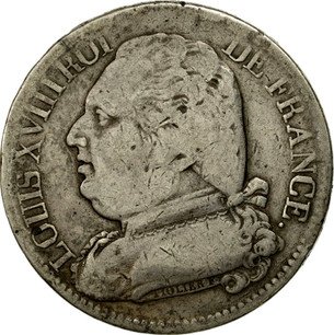 French Silver 5 Francs "Louis XVIII" 1814-1815 KM# 702.4 | coinscatalog.NET