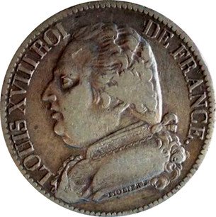 French Silver 5 Francs "Louis XVIII" 1814-1815 KM# 702.11 ...