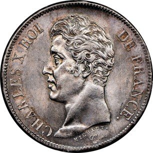 French Silver 5 Francs "Charles X" 1825-1826 KM# 720.3 | coinscatalog.NET