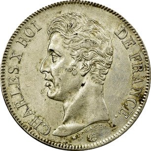 French Silver 5 Francs "Charles X" 1825-1826 KM# 720.5 | coinscatalog.NET