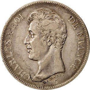 French Silver 5 Francs "Charles X" 1825-1826 KM# 720.13 | coinscatalog.NET