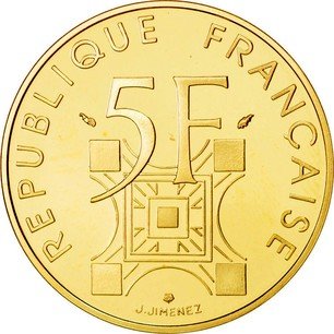 French Gold 5 Francs "100th Anniversary of the Eiffel Tower" 1989 KM ...