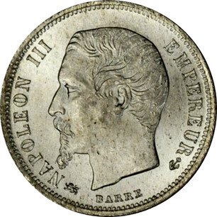 French 1/15 Oz Silver 50 Centimes "Napoleon III" 1856 KM# 794.3 ...