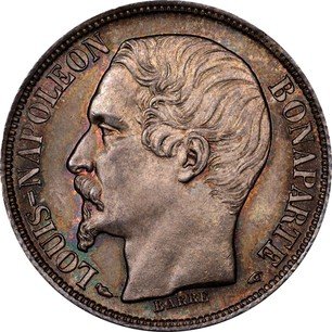 French Silver Franc "Louis-Napoleon" 1852 KM# 772 | coinscatalog.NET