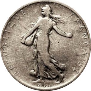 French Silver Franc "The Sower" 1898-1920 KM# 844.1 | coinscatalog.NET