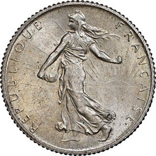 French Silver Franc "The Sower" 1914 KM# 844.2 | coinscatalog.NET