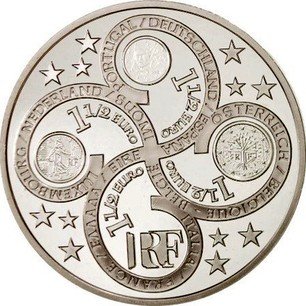 French Silver 1-1/2 Euro "Introduction of the Euro" 2003 KM# 1338 ...