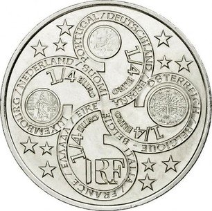 French Silver 1/4 Euro "Introduction of the Euro" 2003 KM# 1991 ...