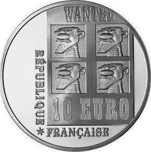 French Silver 10 Euro "Lucky Luke" 2009 KM# 1629 | coinscatalog.NET