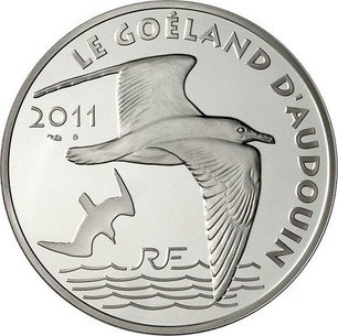 French Silver 10 Euro "WWF - Audouin's Gull" 2011 KM# 1806 ...