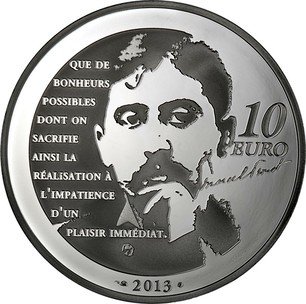 French Silver 10 Euro "Proust. Odette de Crecy" 2013 KM# 2103 ...