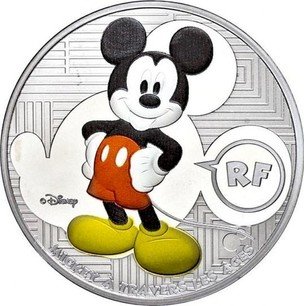 French Silver 10 Euro "Mickey Mouse Through the Ages" 2016 KM# 2300 ...