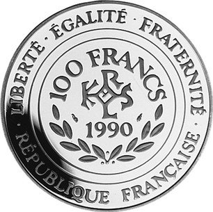 French Silver 100 Francs-15 ECUS "First Emperor Charlemagne" 1990 KM ...